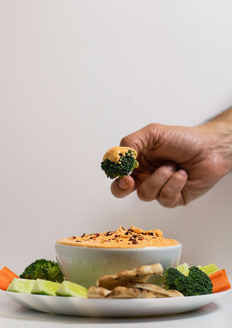 Spicy feta cheese dip with red horn peppers (Tirokafteri)