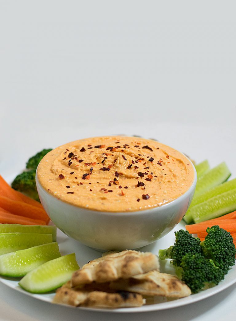 Spicy feta cheese dip with red horn peppers (Tirokafteri)