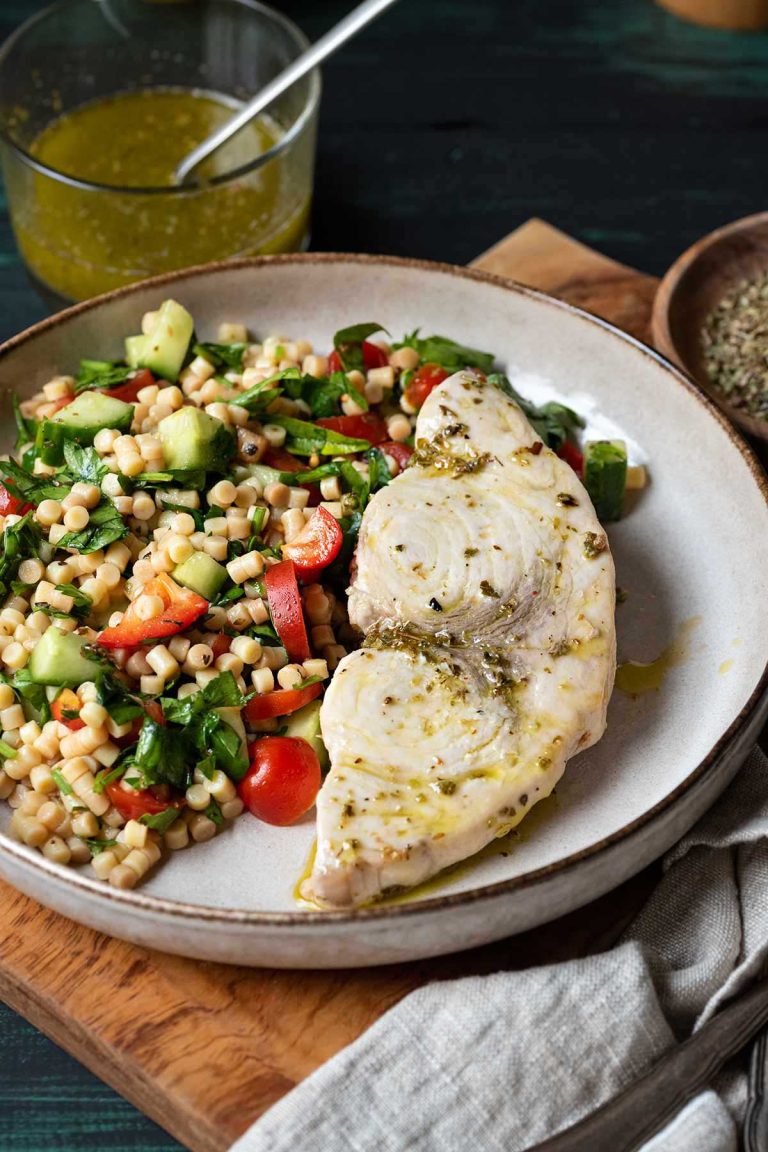 Oven baked swordfish recipe with lemon vinaigrette