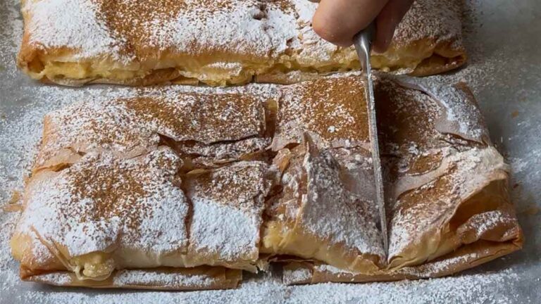 Bougatsa: Greek Custard Pie with Phylllo - The Hungry Bites